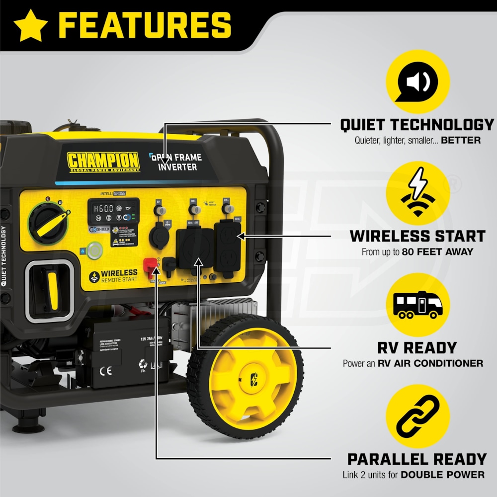 Champion 201054 - 3650 Watt Open-Frame Electric Start Inverter ...