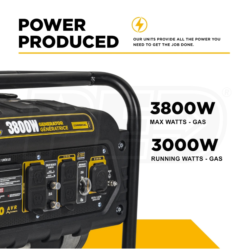 BE Power Equipment BE3800 - 3000 Watt Portable Generator w/ CO Detector ...