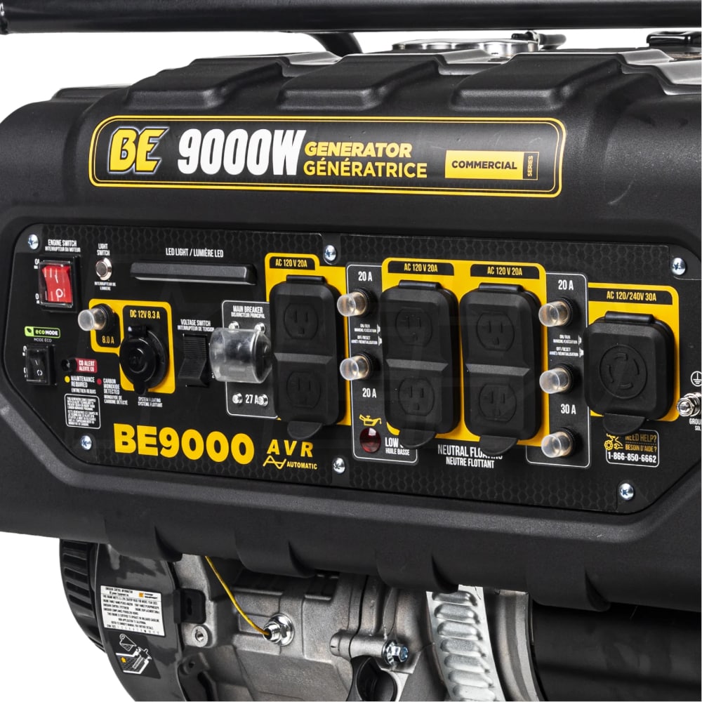 BE Power Equipment BE9000 - 6300 Watt Portable Generator w/ CO Detector ...