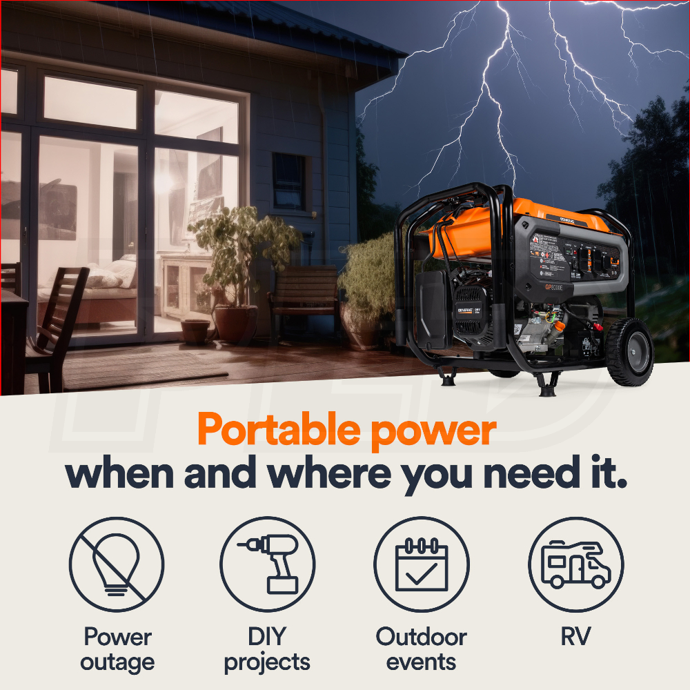 Generac 8929 GP8000E - 8000 Watt Electric Start Portable Generator w ...