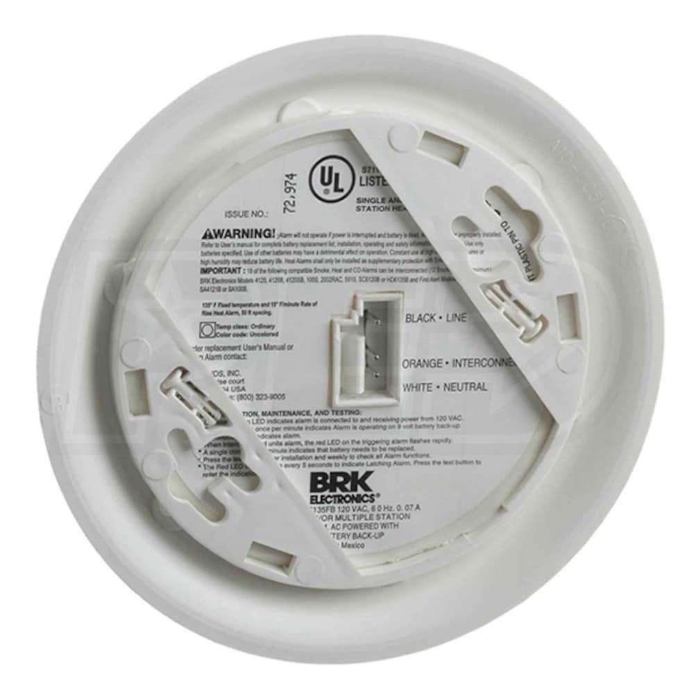 BRK HD6135FB - Heat Alarm with Battery Backup - Hardwired