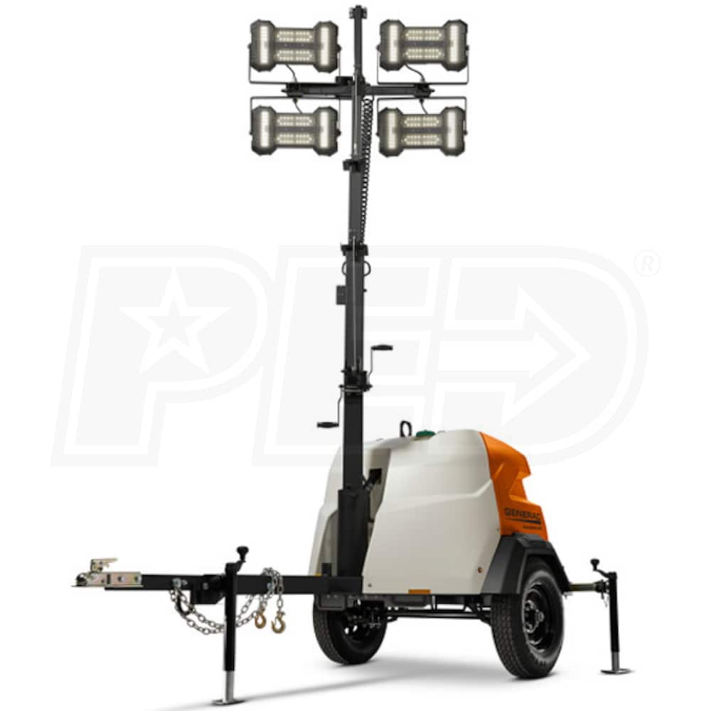Generac MLT6SMD-STD - 6kW Towable Diesel Vertical Mast LED Light Tower w/ Mitsubishi Engine ...
