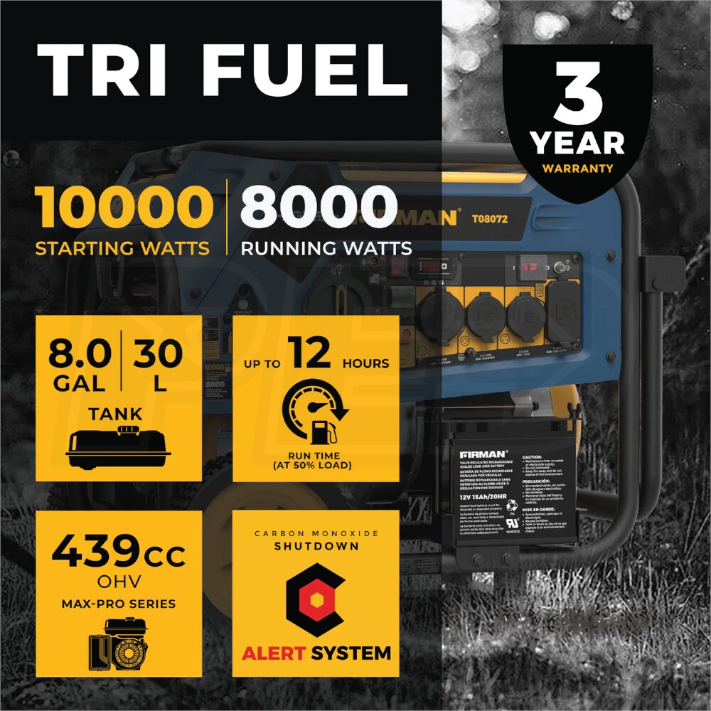 Firman Generators T08072 Firman T08071 - Hybrid Series 8000 Watt ...