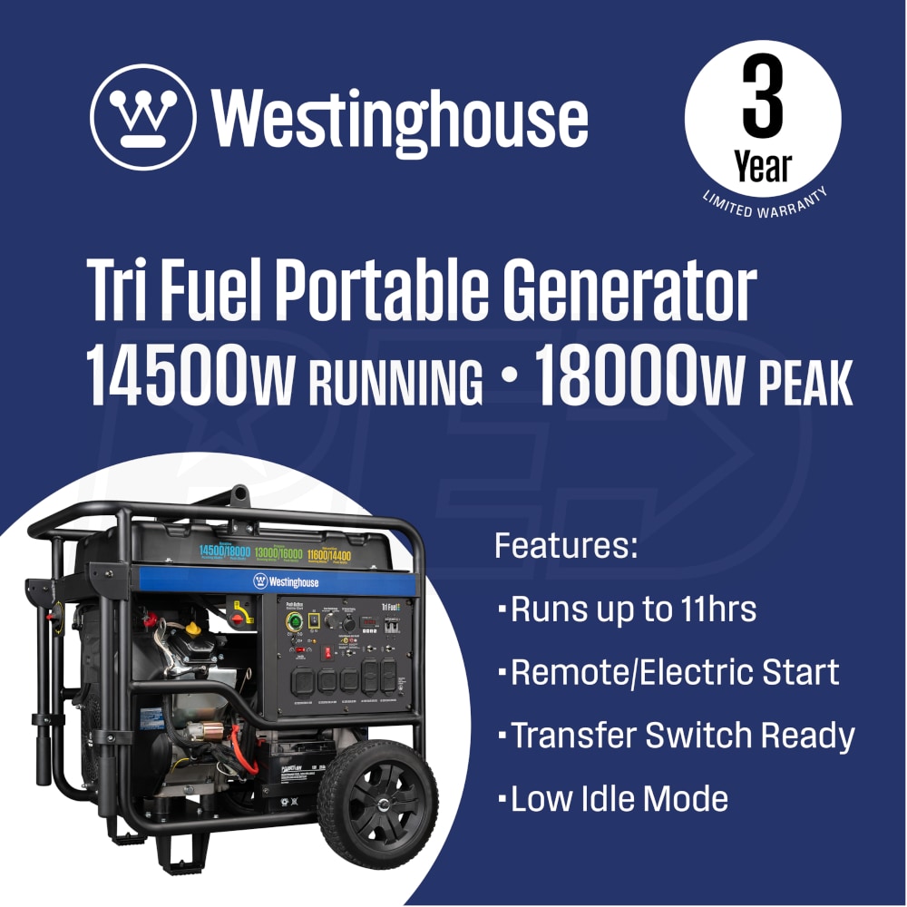 Westinghouse WGEN14500TFC WGen14500TFc - 14,500 Watt Electric Start Tri ...