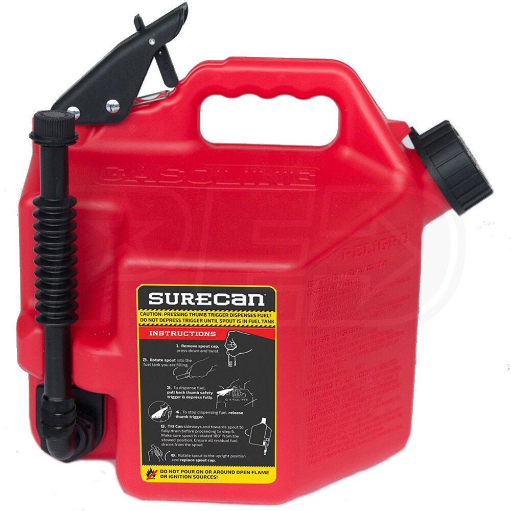 SureCan SUR22G1 2.2 Gallon Plastic Gas Can w/ Flexible Rotating Nozzle