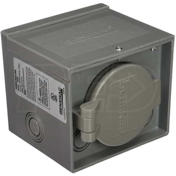 Generac 6339 - 20-Amp 4-Prong Non-Metallic Power Inlet Box w/ Flip Lid