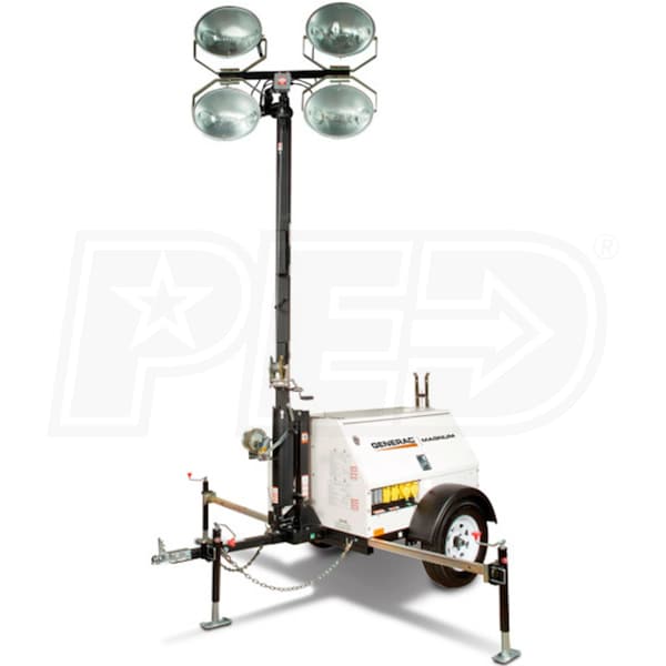 Generac MLT4060K-STD - 6kW Towable Diesel Horizontal Mast Light Tower w/ Kubota Engine & Manual ...