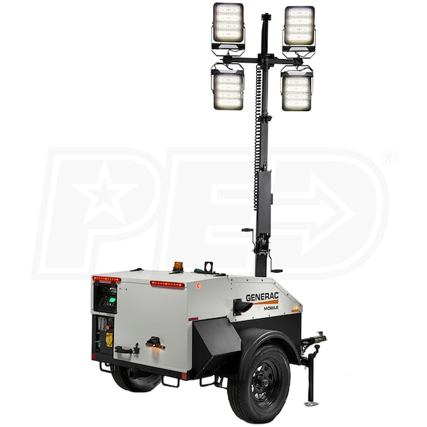 Generac MLT4060MVD-STD3 Mobile 6kW Narrow Body Towable Diesel Vertical Mast LED Light Tower w ...